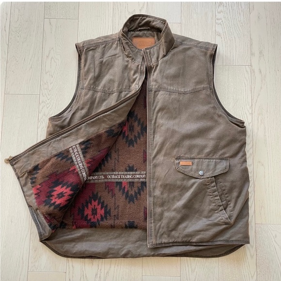 Jackets & Coats | Outback Trading Co Waxed Canvas Aztec Pattern Fleece ...